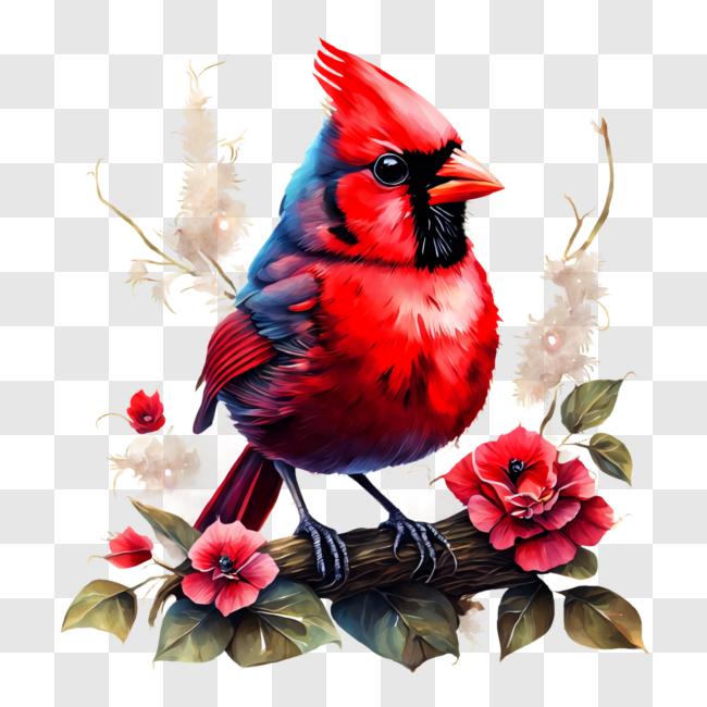 Download Beautiful Red Bird in Nature PNG Online - Creative Fabrica