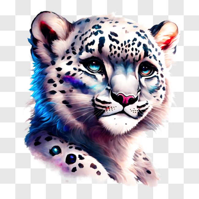 Download Beautiful White Snow Leopard with Blue Eyes PNG Online ...