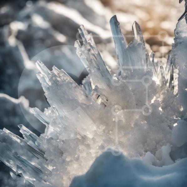 Close-up of Sparkling Ice Crystals on Snowy Mountain stock photo ...