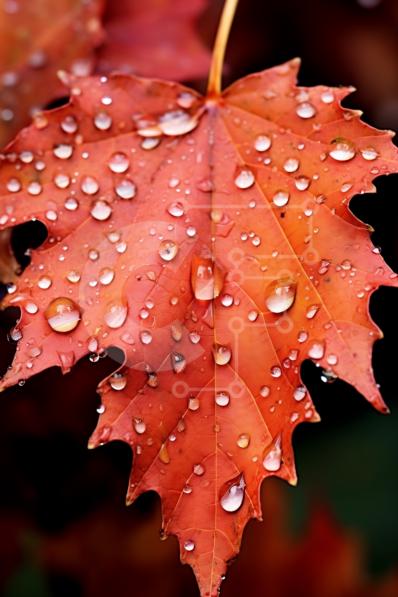 Vibrant Red Maple Leaf with Water Droplets stock photo | Creative Fabrica