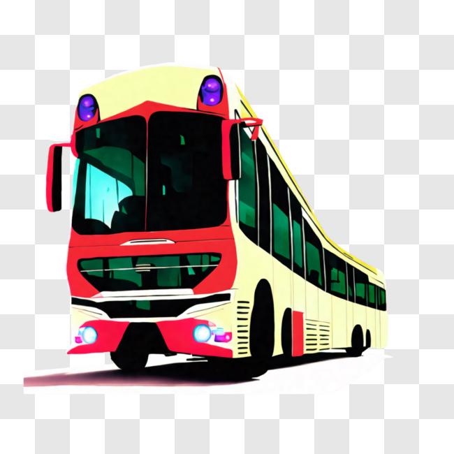 Download White Bus with Red and Yellow Stripes Driving on a Road PNGs ...