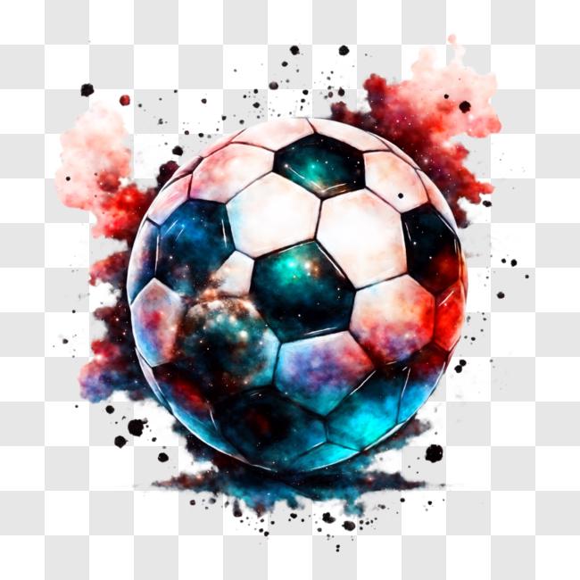 Download Vibrant Soccer Ball with Colorful Paint Splatters PNG Online ...