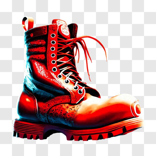 Download Red Combat Boots with Metal Eyelets and Aggressive Tread ...