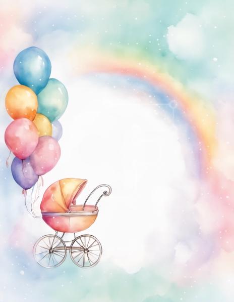 Colorful Rainbow Balloon Stroller stock photo | Creative Fabrica