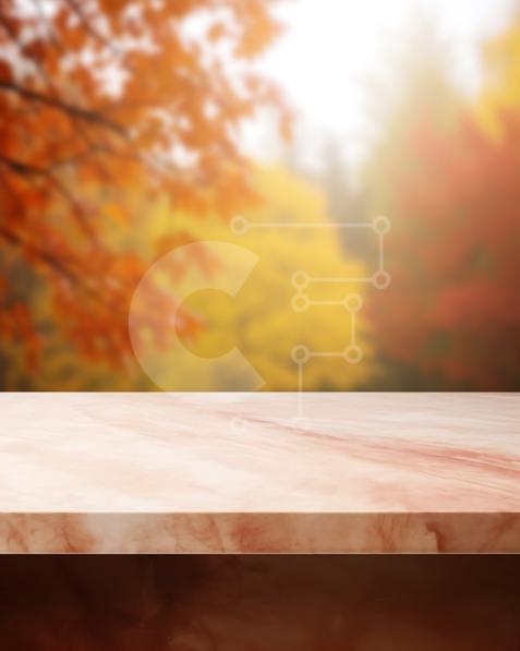 Autumnal Marble Table Background with Blurry Trees stock photo ...