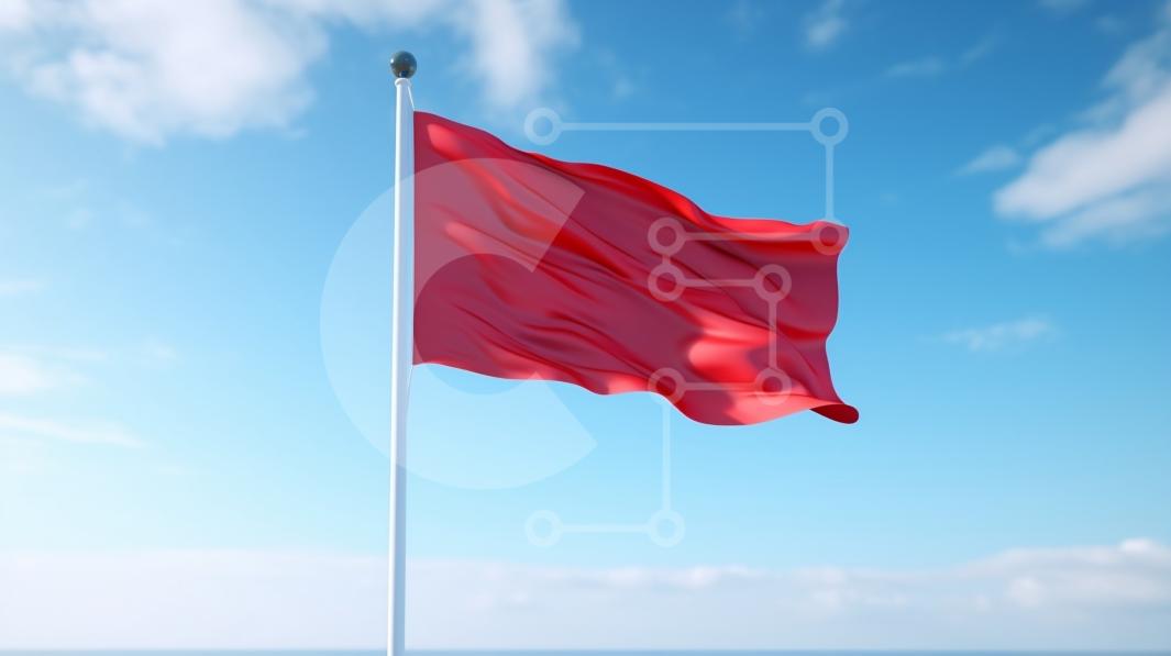 Red Flag Waving in the Wind on a Clear Day stock photo | Creative Fabrica