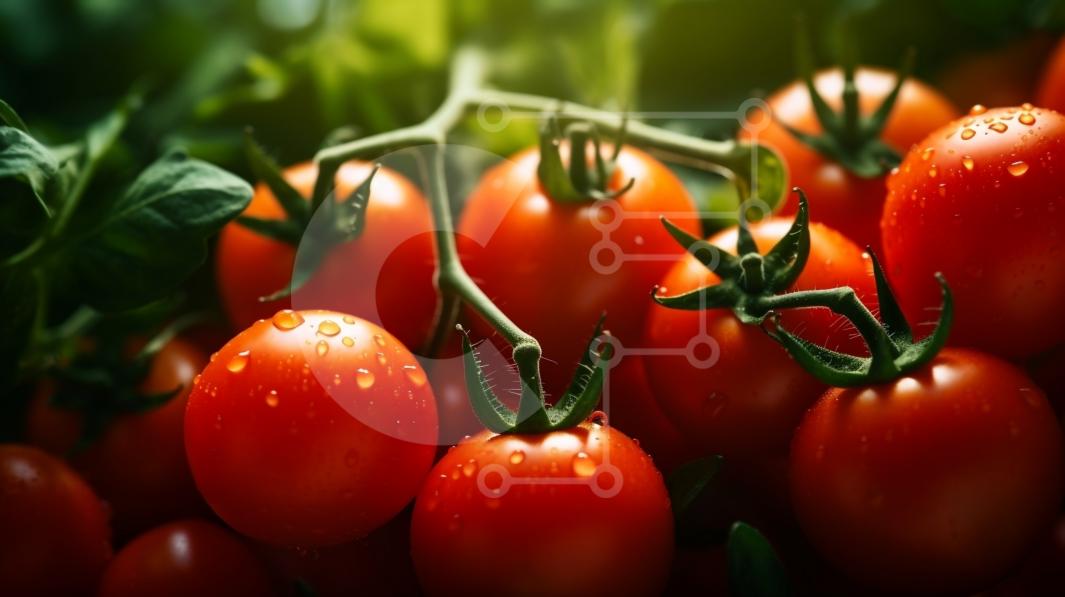 Fresh and Appetizing Red Tomatoes on Vine stock photo | Creative Fabrica