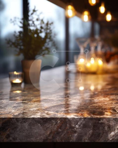 Elegant Dark Marble Countertop with Flickering Candles stock photo ...