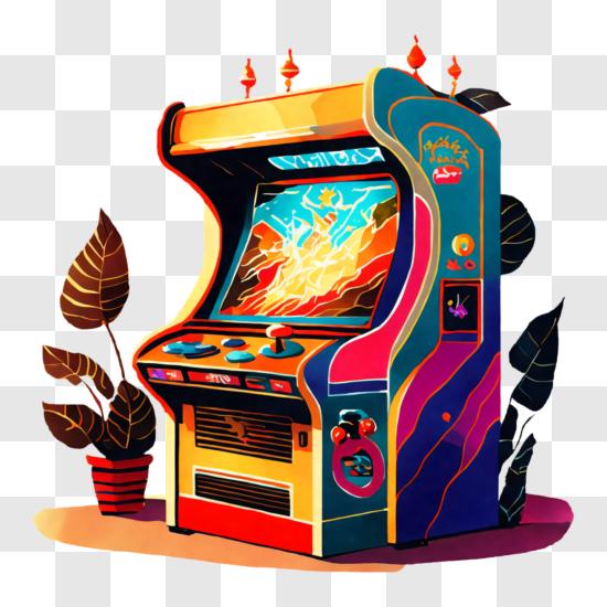 Download Vintage Arcade Game Machine with Colorful Design PNG Online ...