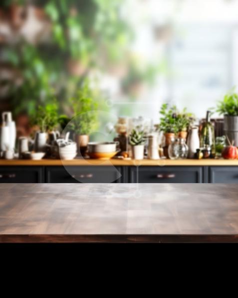 Kitchen Counter with Herb Garden stock photo | Creative Fabrica