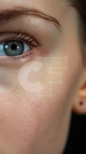 Close-up of a Woman's Face with Blue Eyes and Well-Defined Features ...