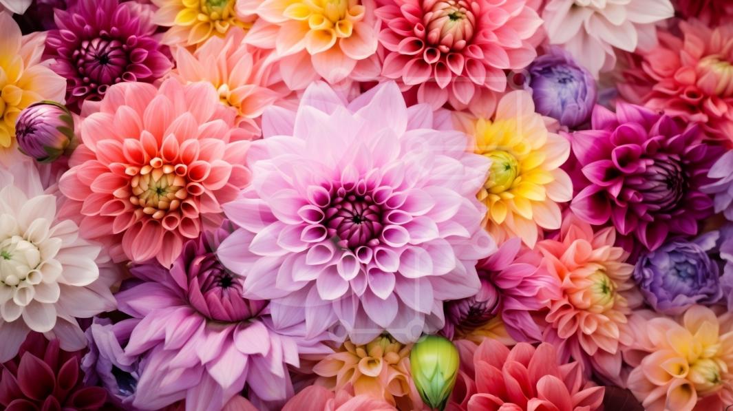 Close-up View of Colorful Flowers in Circular Pattern stock photo ...