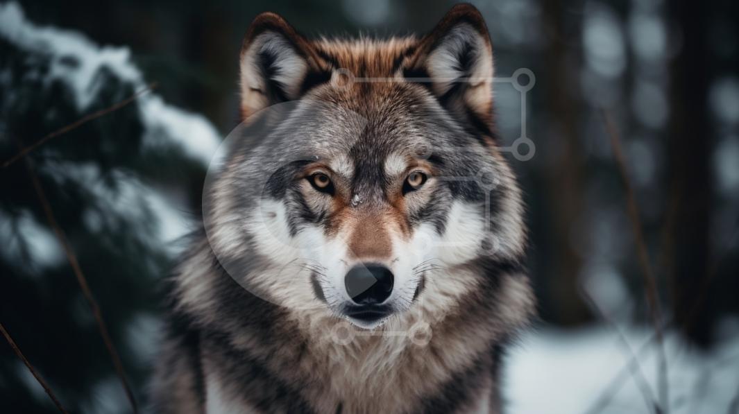 Majestic Wolf in a Snowy Forest stock photo | Creative Fabrica