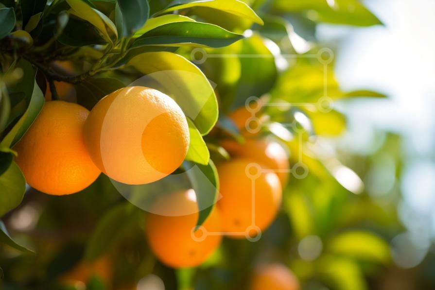 Ripe Oranges Hanging from a Tree stock photo | Creative Fabrica