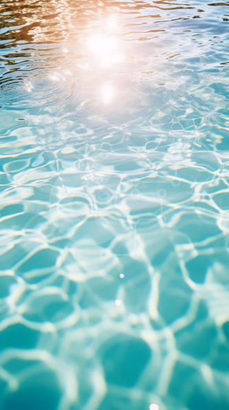 Clear Blue Swimming Pool with Sunlight Reflection stock photo ...