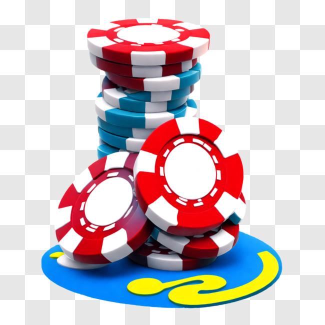 Download Stack of Poker Chips on Blue Surface PNG Online - Creative Fabrica
