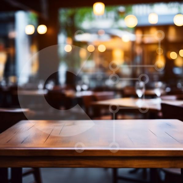 Empty Restaurant Interior with Warm Lighting stock photo | Creative Fabrica