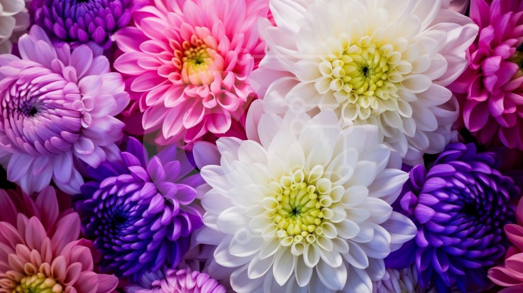 Colorful Flowers in Symmetrical Pattern stock photo | Creative Fabrica