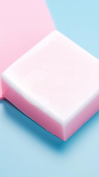 Pink and White Soap on Blue Surface stock photo | Creative Fabrica