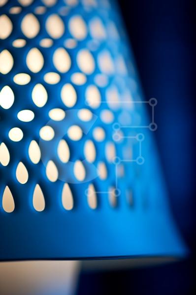 Blue Lamp with Patterned Shade stock photo | Creative Fabrica