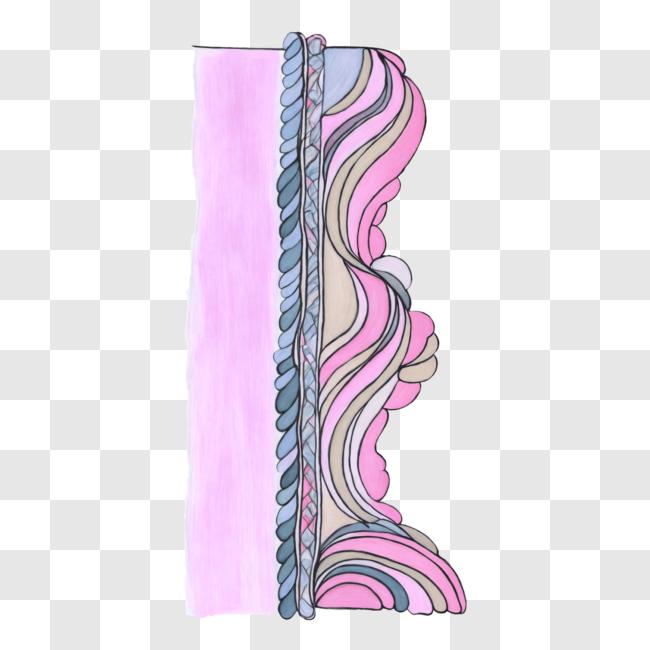 Download Pink and blue abstract design with curved lines and shapes PNG ...