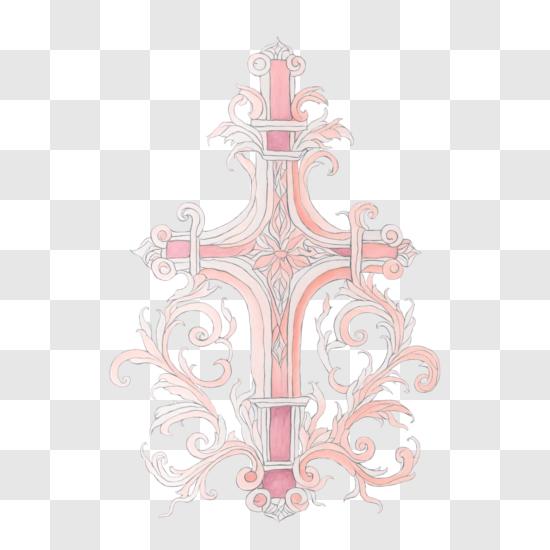 Download Ornate Floral Cross with Intricate Metal Designs PNG Online ...