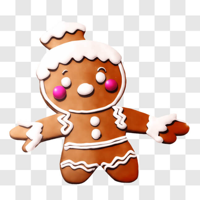 Download Smiling Gingerbread Man Chef with Rolling Pin and Cookie PNGs ...