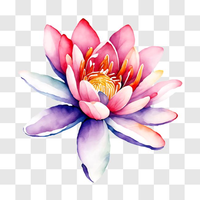Download Pink Lotus Flower Watercolor Painting PNG Online - Creative ...