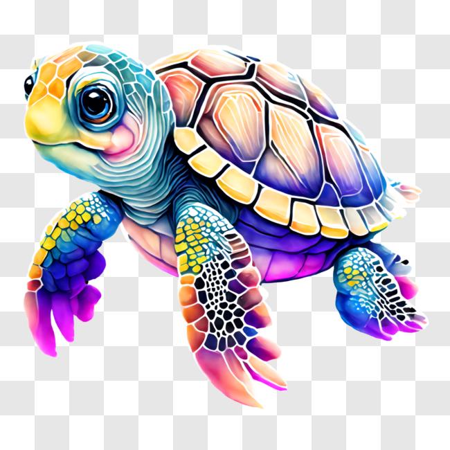 Download Colorful Sea Turtle Swimming in the Ocean PNGs Online ...