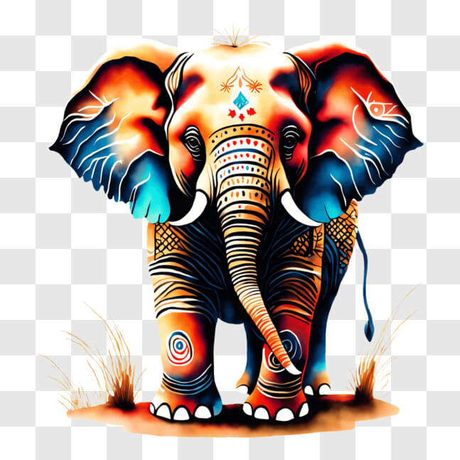 Download Colorful Elephant with Intricate Patterns and Designs PNGs ...