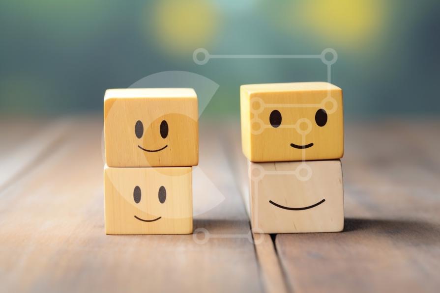 Colorful Stacked Wooden Blocks with Smiley Faces stock photo | Creative ...