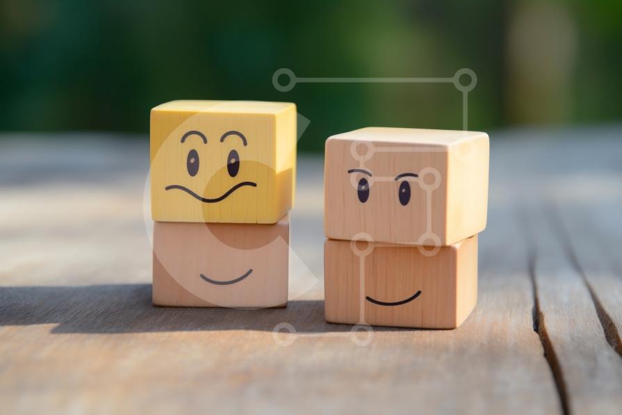 Colorful Smiley Face Wooden Blocks stock photo | Creative Fabrica