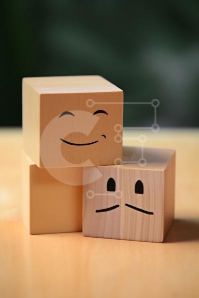 Wooden Blocks with Smiley Faces stock photo | Creative Fabrica