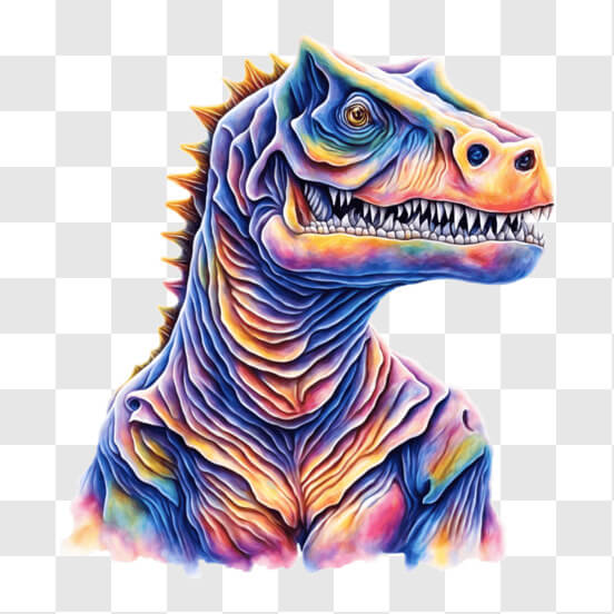 Download Fierce Dinosaur Headshot Against Dark Cloudy Sky PNG Online ...