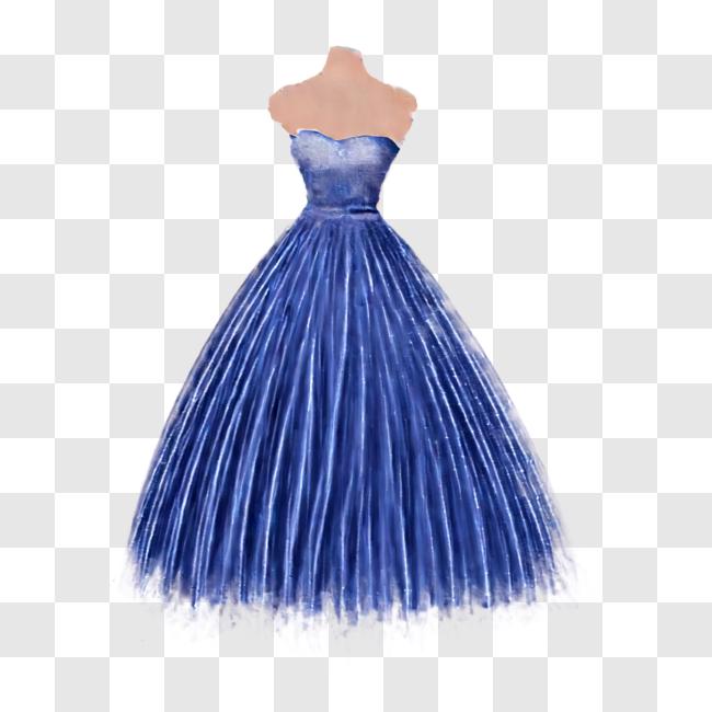 Download Blue Prom Dress with Strapless Neckline and High-Low Hem PNG ...