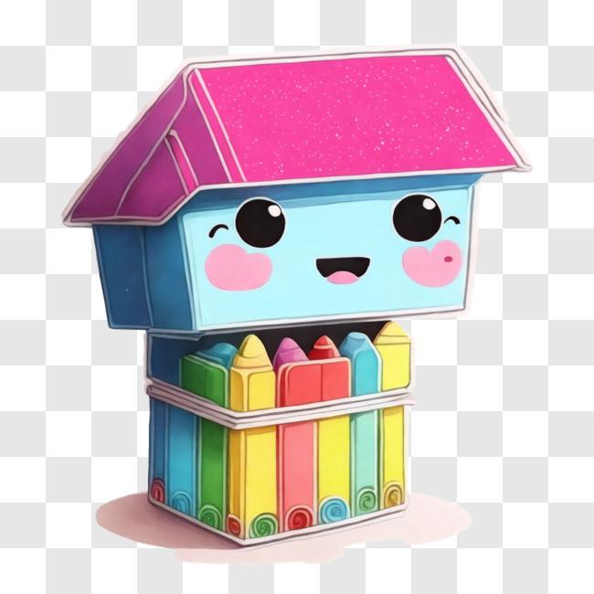 Download Colorful Crayon House PNG Online - Creative Fabrica