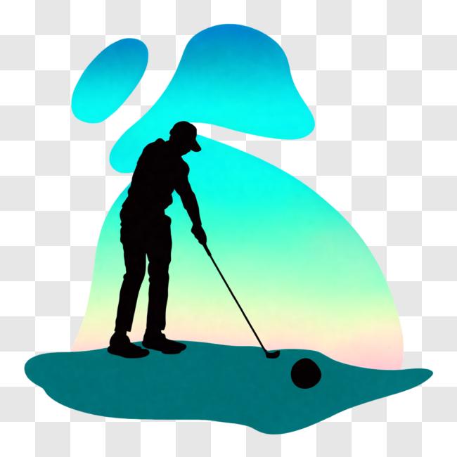 Download Silhouette of a person playing golf on a golf course PNG ...