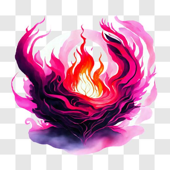 Download Bright Pink Flame Burning in the Dark PNG Online - Creative ...