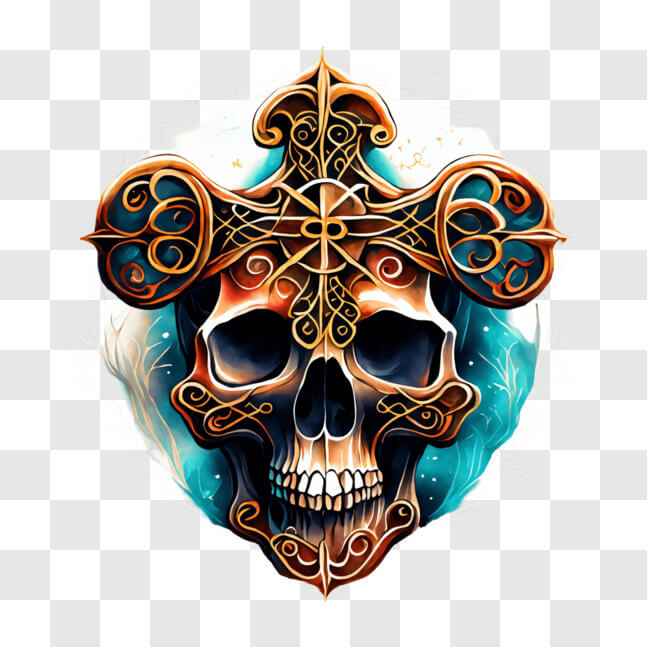 Download Intricate Celtic Skull Artwork with Glowing Aura PNGs Online ...
