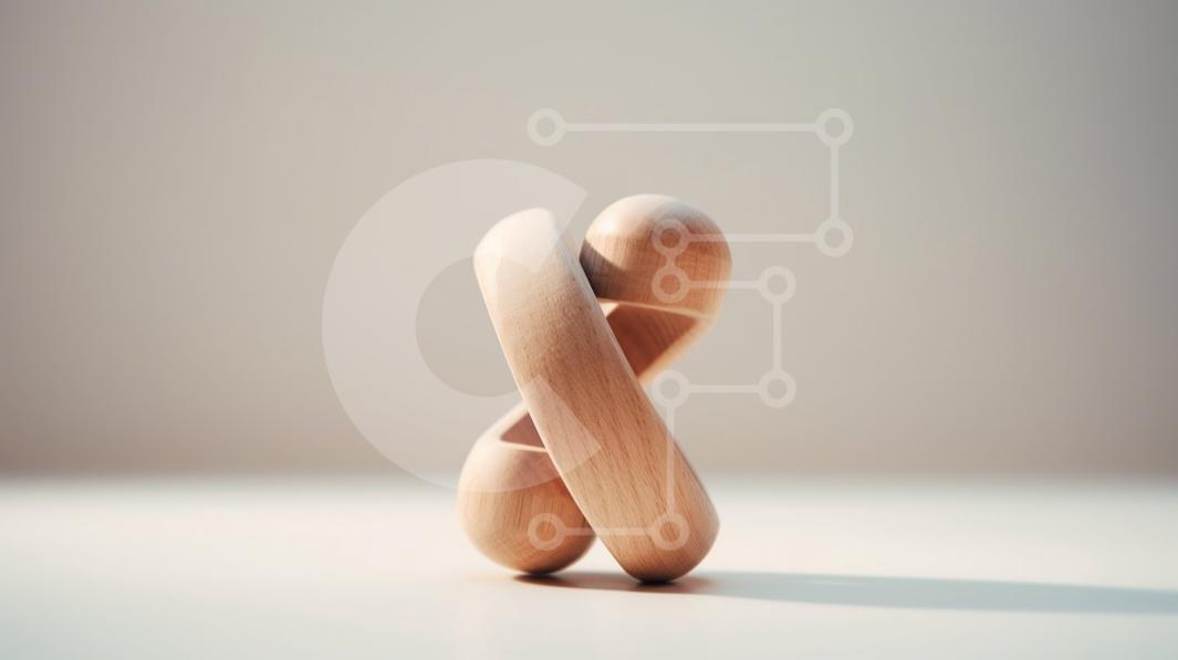 Wooden Sculpture of Two Intertwined Figures stock photo | Creative Fabrica