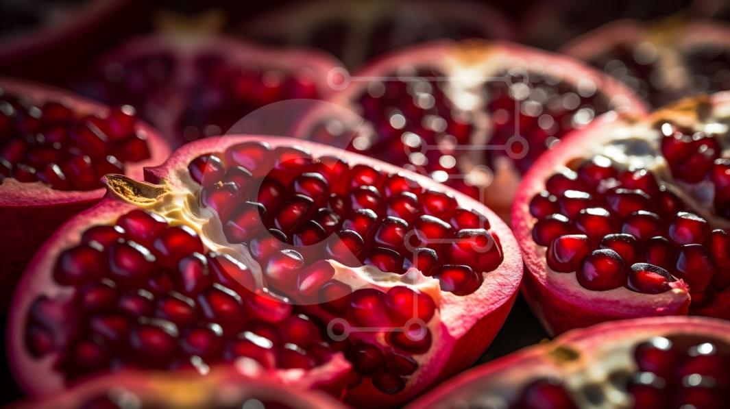 Close-up of Fresh Pomegranates stock photo | Creative Fabrica