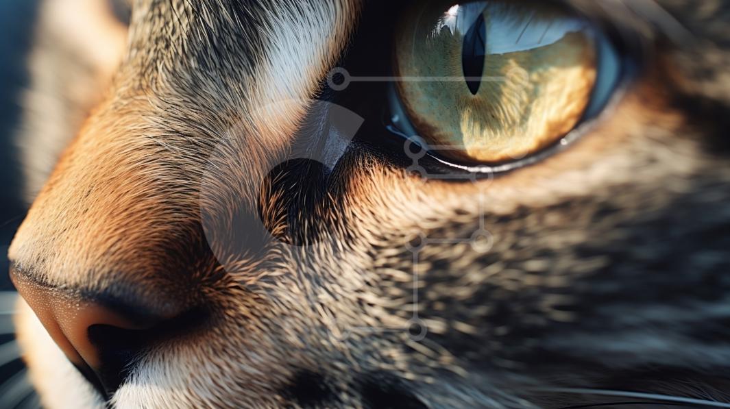 Close-up of Cat's Face with Striped Fur and Intense Yellow Eyes stock ...