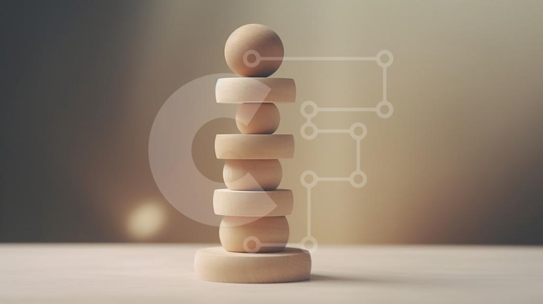 Wooden Block Pyramid on a Table stock photo | Creative Fabrica