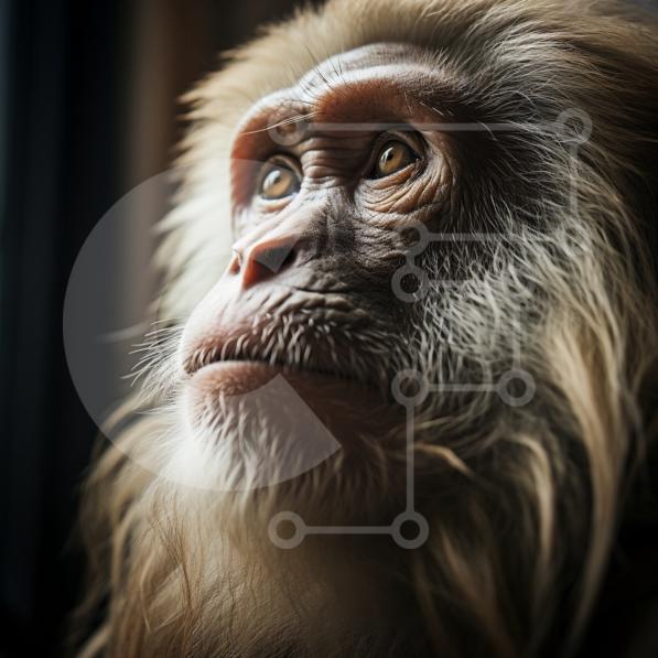 Intense Monkey Staring at Something stock photo | Creative Fabrica