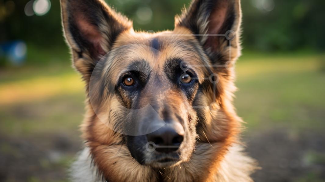 Close-up View of German Shepherd Dog's Face stock photo | Creative Fabrica