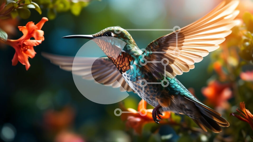 Download Hummingbird Flying in Front of Flower Stockphotos Online ...