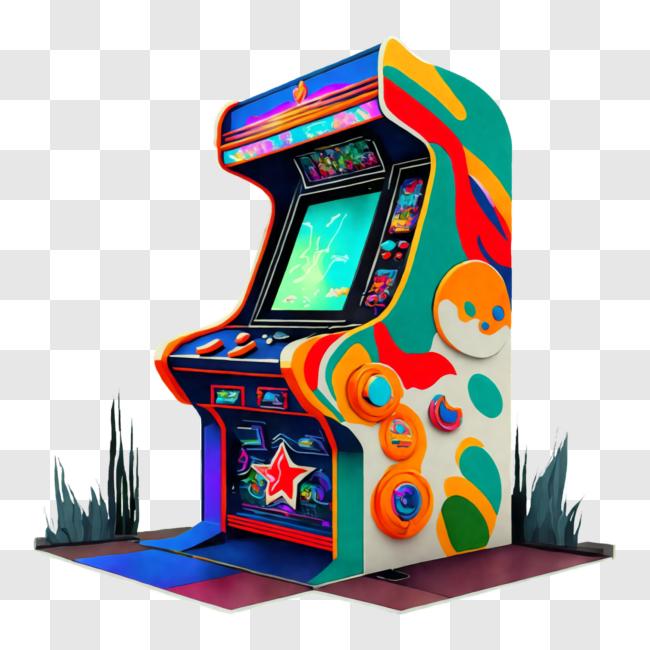 Download Vintage Arcade Game Machine with Colorful Design PNG Online ...