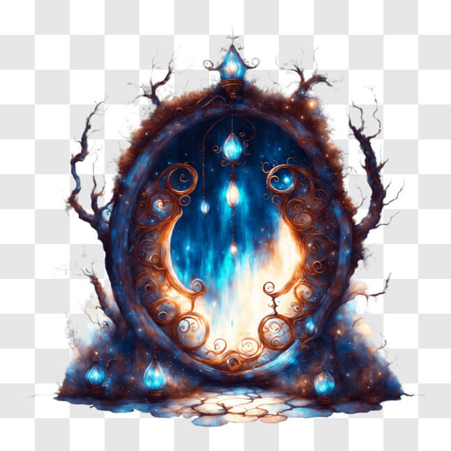 Download Fantasy Gate with Glowing Landscape and Full Moon PNGs Online ...