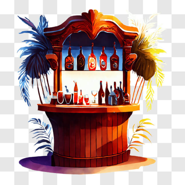 Download Bar with Alcohol Bottles and Thatched Roof PNGs Online ...