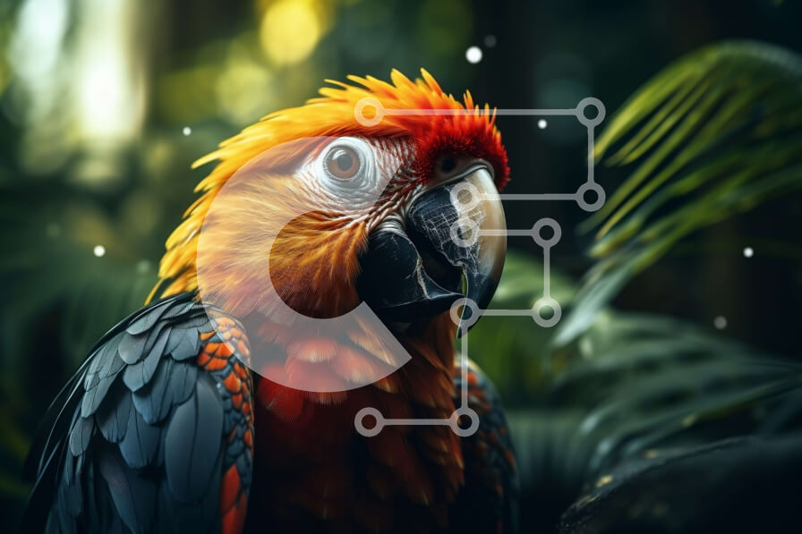 Download Close-up of a Parrot's Head in a Jungle Stockphotos Online ...